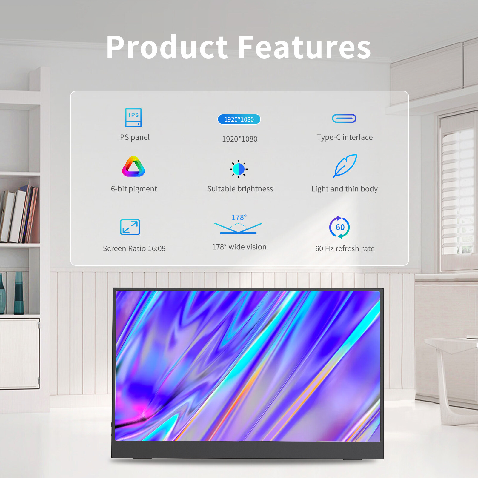 16.1-inch wireless WIFI portable monitor, Shot screen game monitor ...