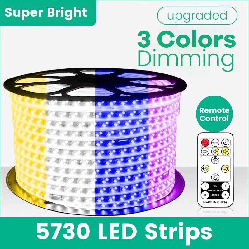 5M-30M Tri-Colors Remote Control Dimming LED strip Light Waterproof ...