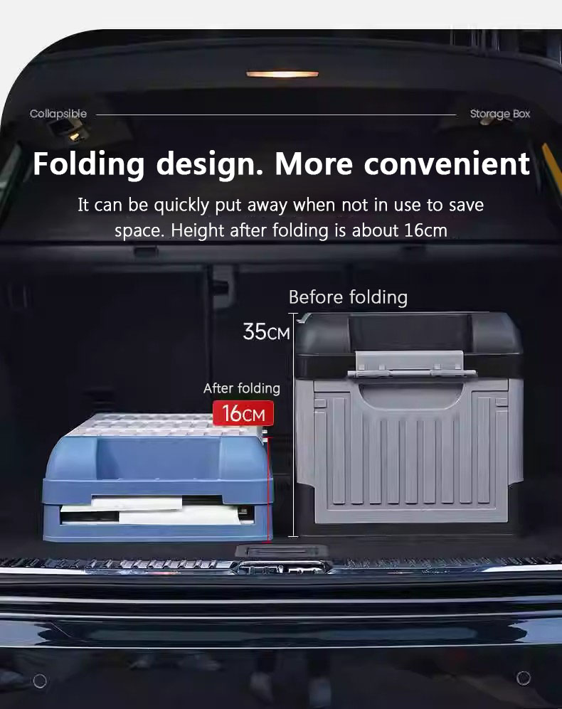 75L large capacity car storage box, foldable and heavy-duty back ...