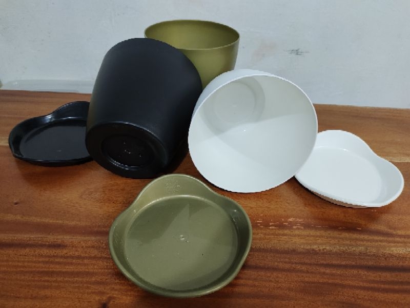 Pearl Wave 026 Yayamanin Classy White Gold Black Pots for Plants flower ...