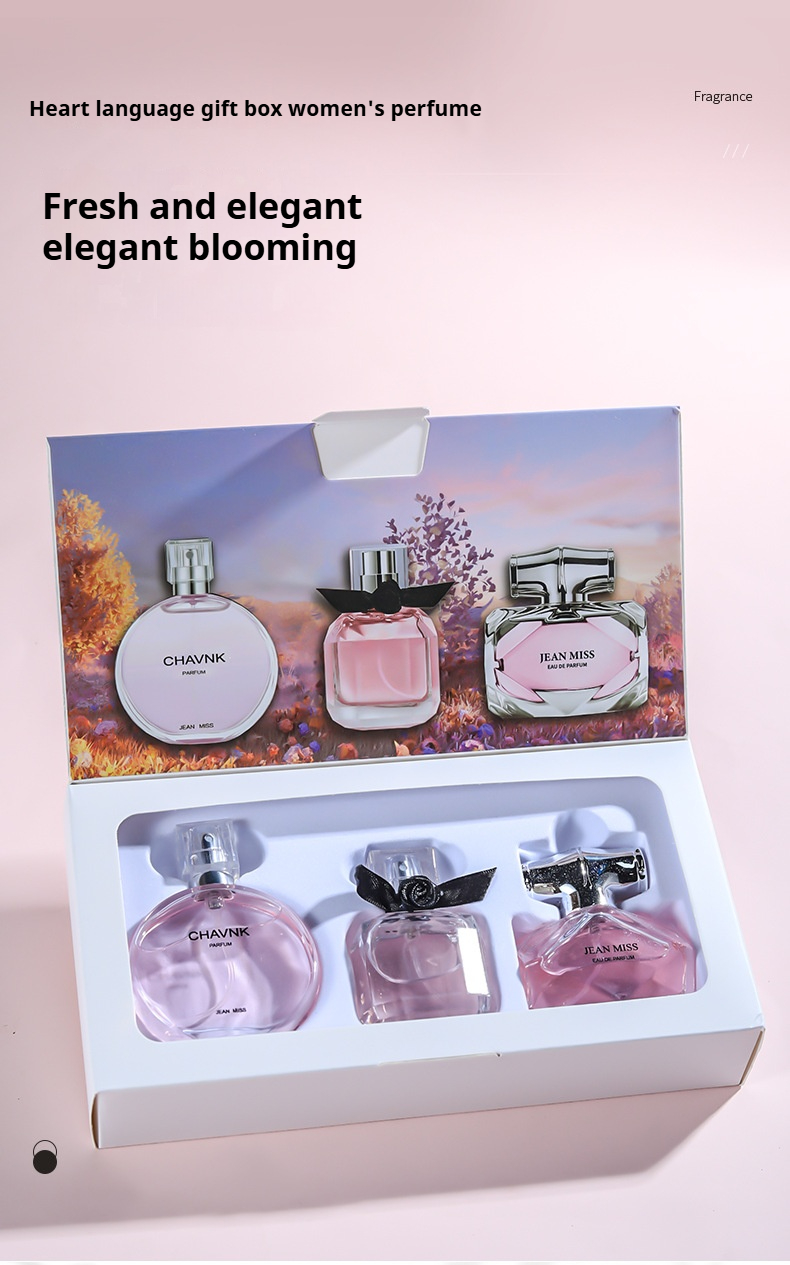 Heart Talk Gift Box Women's perfume three-bottle set, fragrance lasting coco encounter reversal ...
