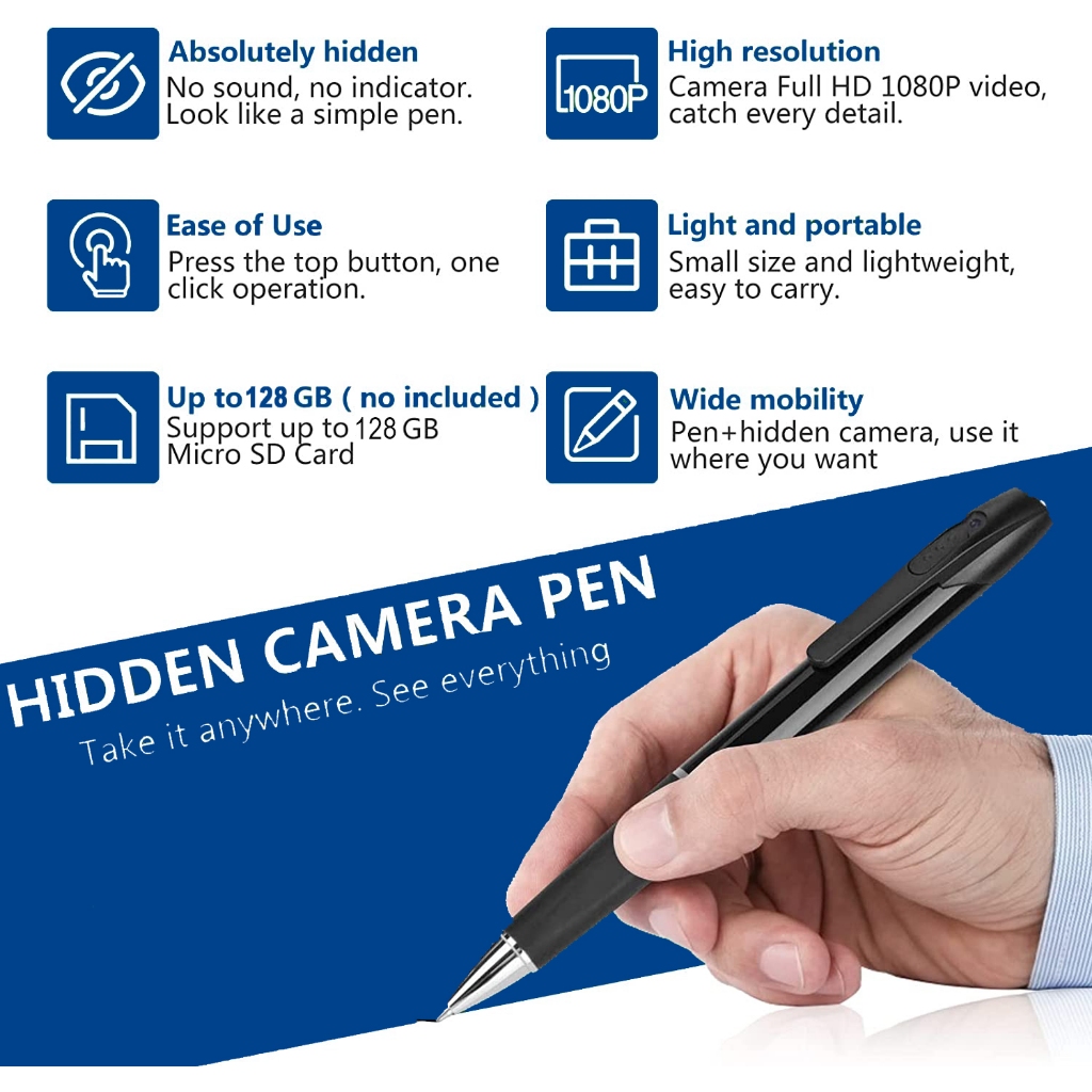 V8 Mini camera pen portable camera with built-in battery, no WiFi ...