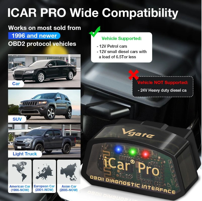 VGATEPH iCarPro BLUETOOTH 3.0 OBD2 Code Reader Scanner Scan Tool Car ...