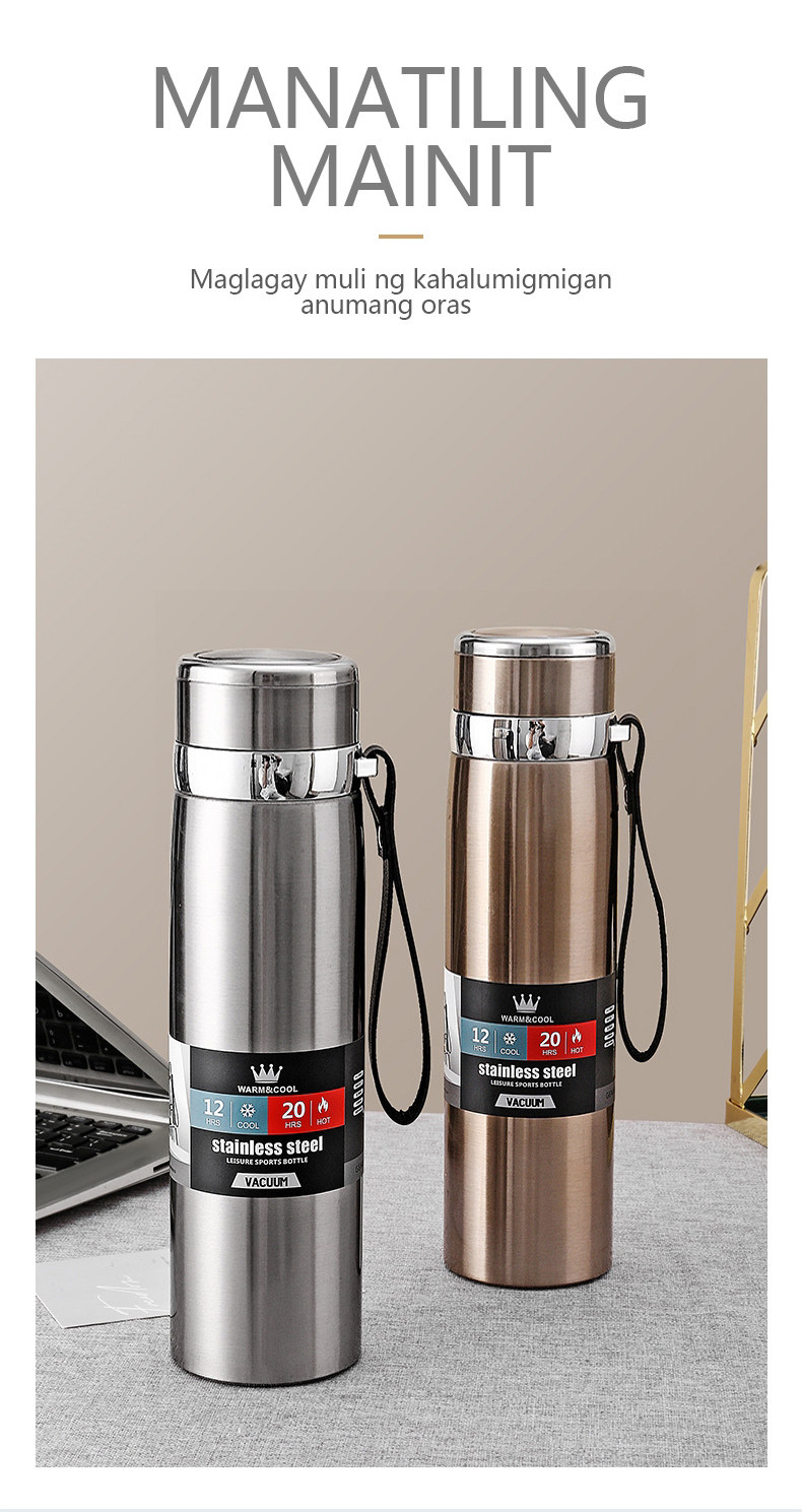 Flask 500/1000ml Tumbler Thermos Stainless steel water bottle outdoor ...