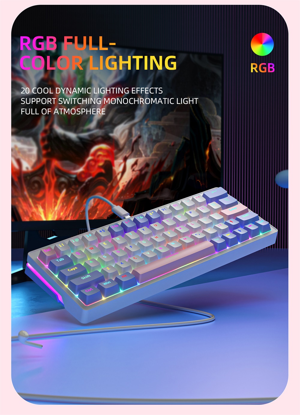 ZIFRIEND ZA63 Pro Mechanical Keyboard BT/2.4G Wireless/Wired Customized ...