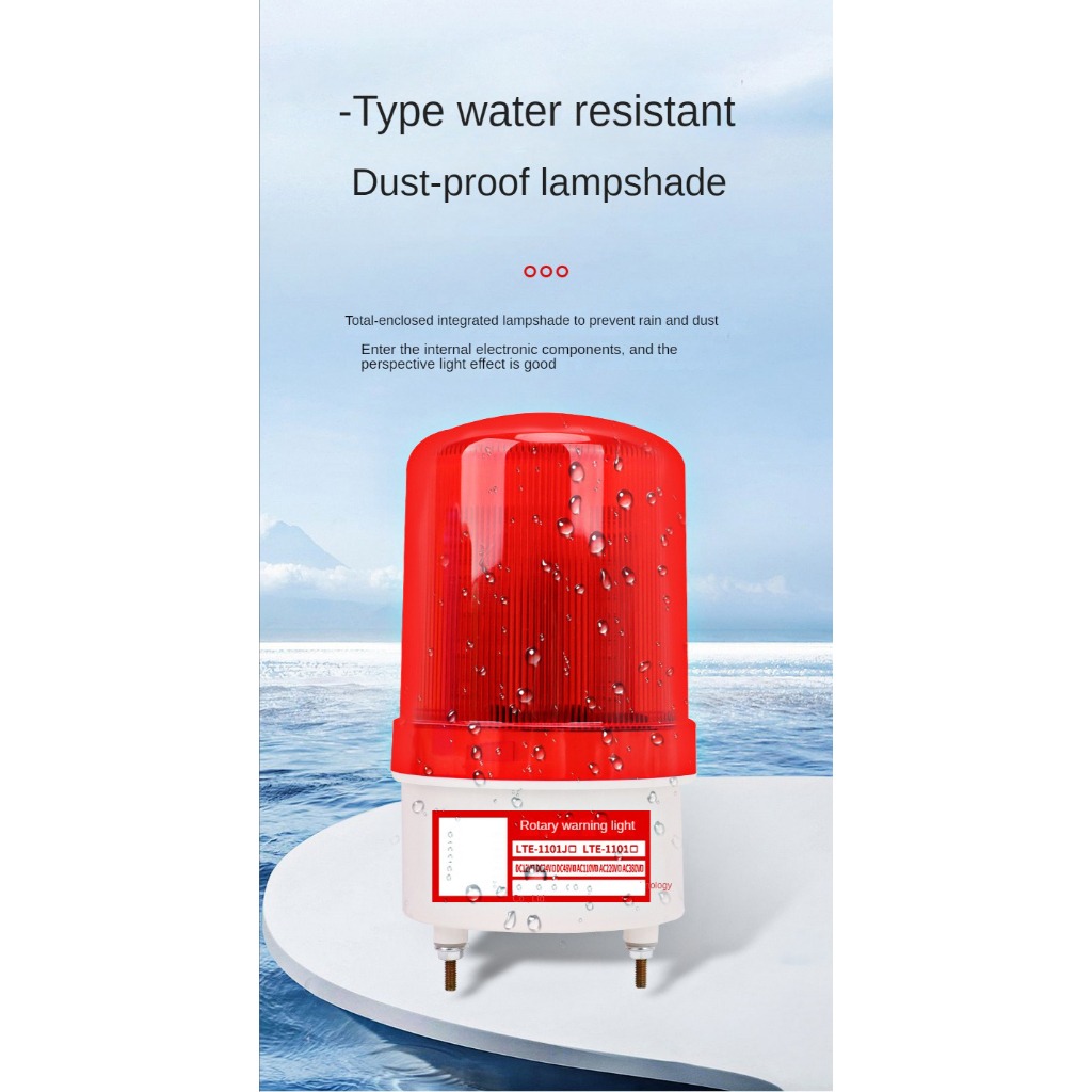220V LED Alarm Light Warning Lamp Signal Buzzer Rotary Strobe Flash ...