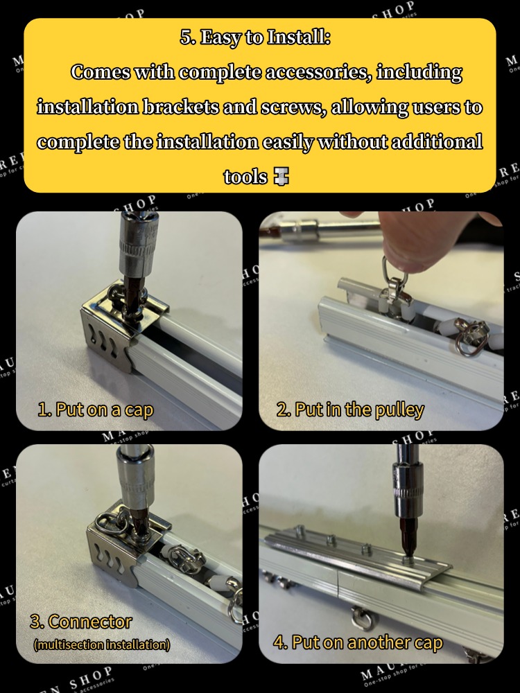 Curtain Track Mute Mentled Curtain Rod With Pulley Track Rail Top/Side ...