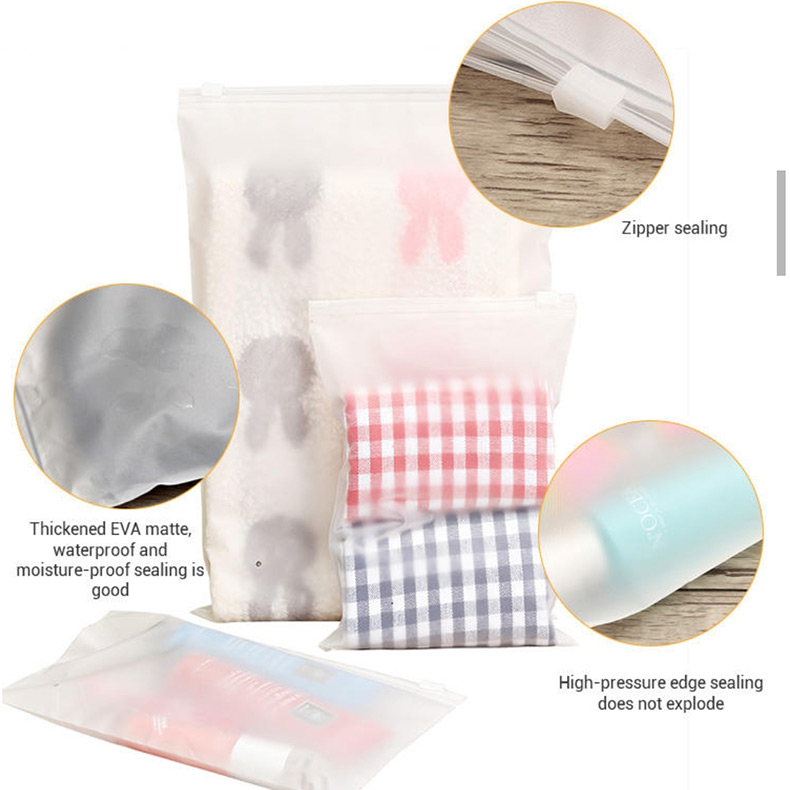 Frosted Matte Zip lock Transparent Packaging Travel Pouch Clothes Socks ...