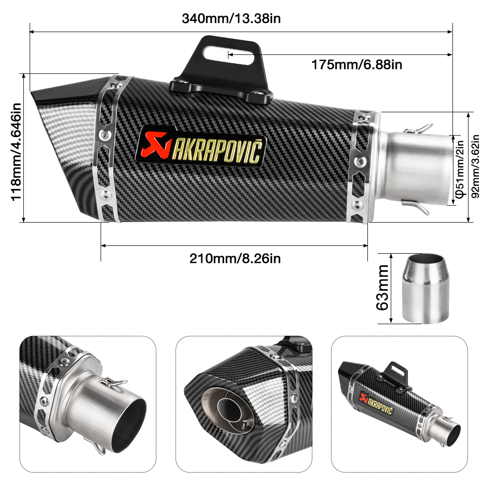 Akrapovic Slant Exhaust Pipe Premium Stainless Steel CanisterPipe ...