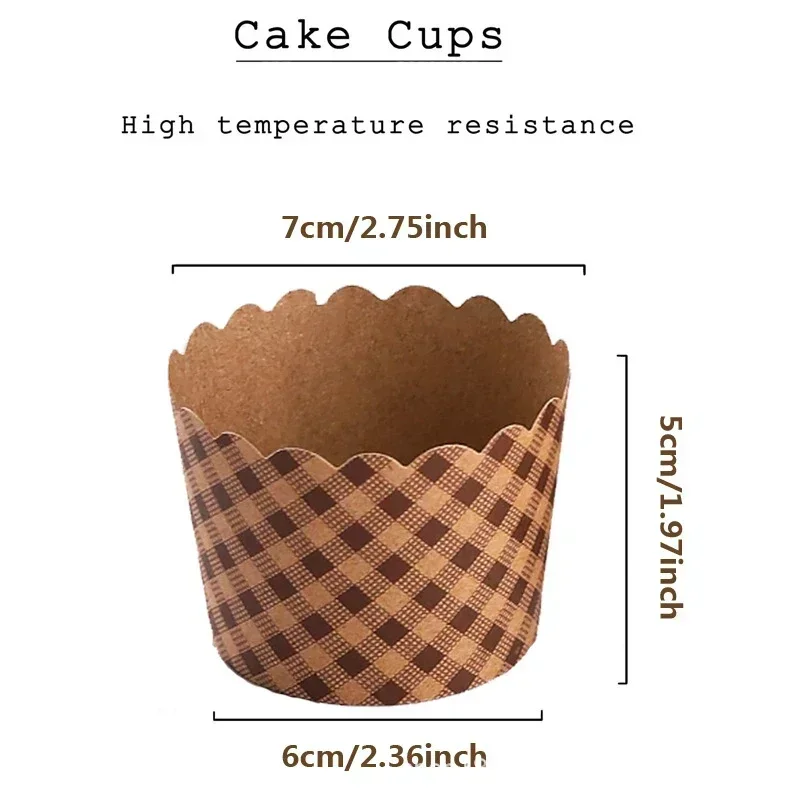 50Pcs Muffin Cups Kraft Design Paper Baking Wrapper Cake Mold Cupcake ...