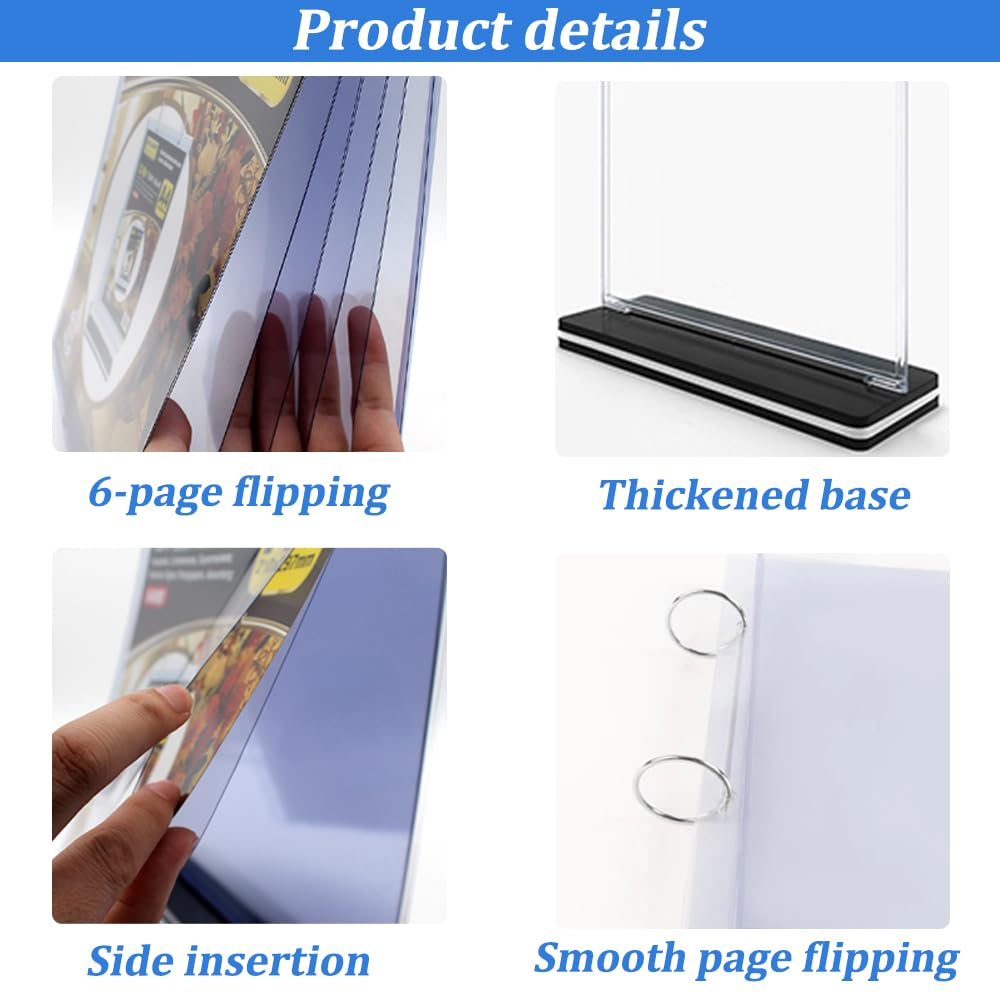 A4 A5 Flip Acrylic Restaurant Menu Stand Ring Binder Display Holder ...
