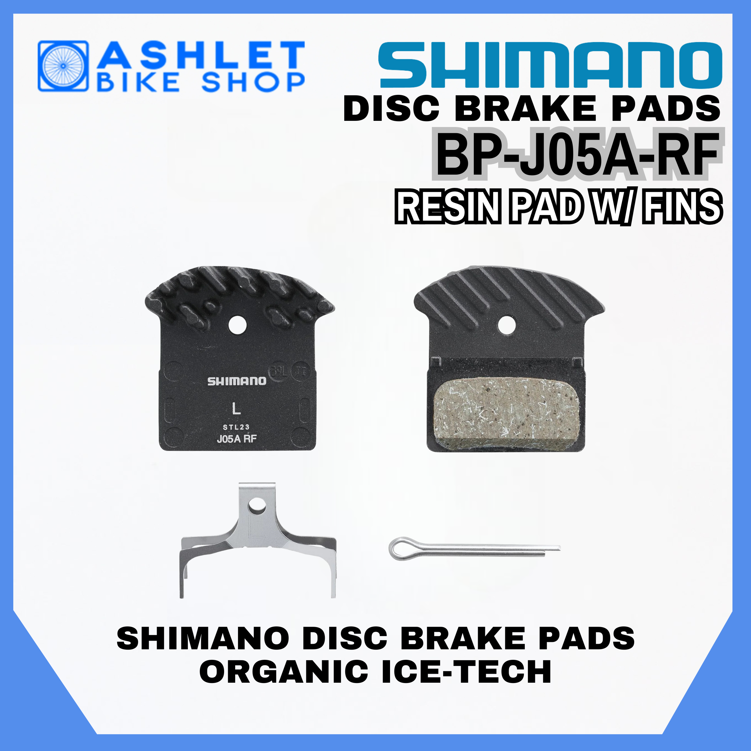 ORIGINAL SHIMANO Disc Brake Pads BP-J05A-RF Resin Pad w/ Fins Organic ...