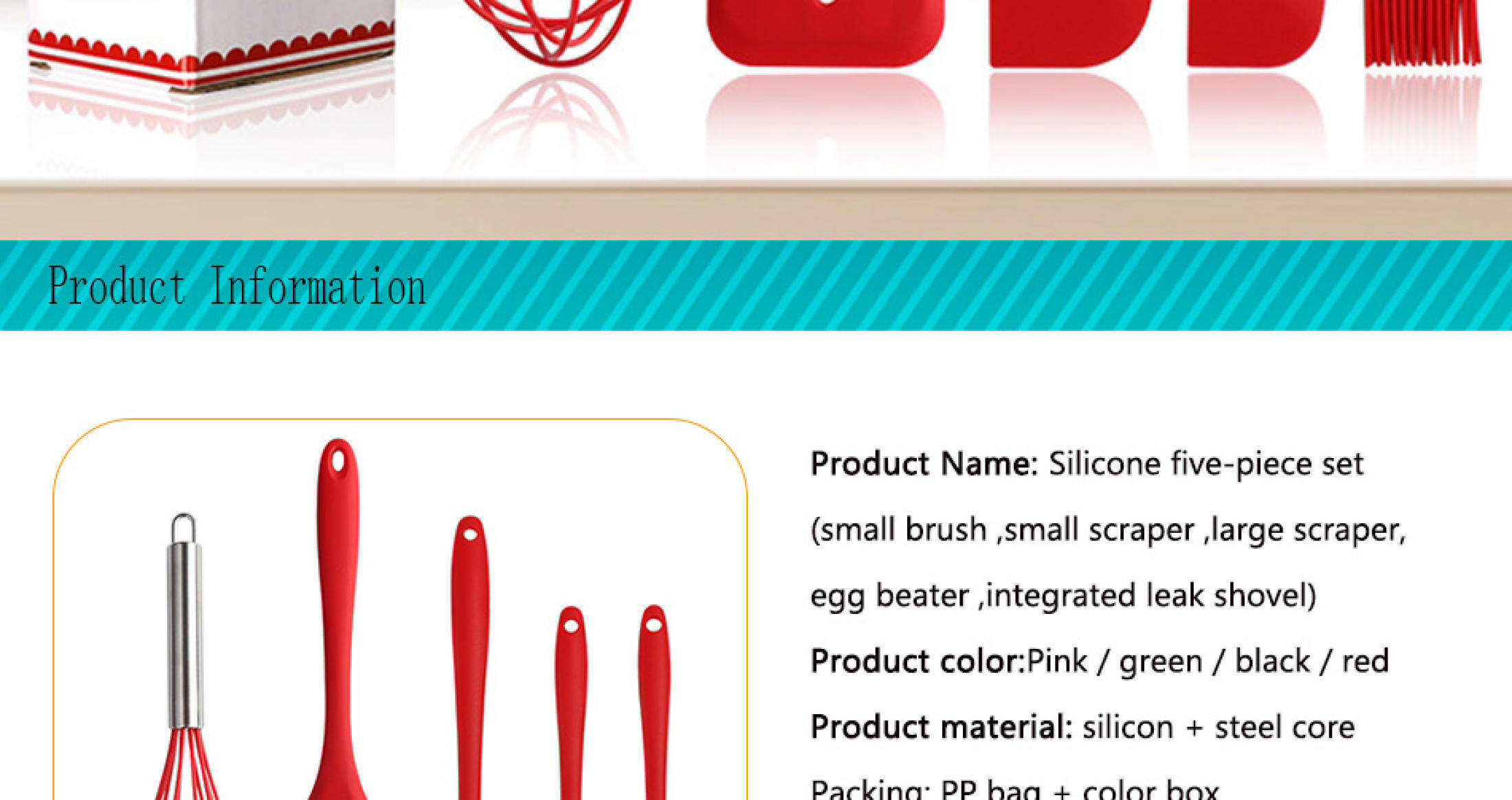 Set Senduk Dapur Silikon 5 pcs-kitchen tool silicone cookware 5 baking ...
