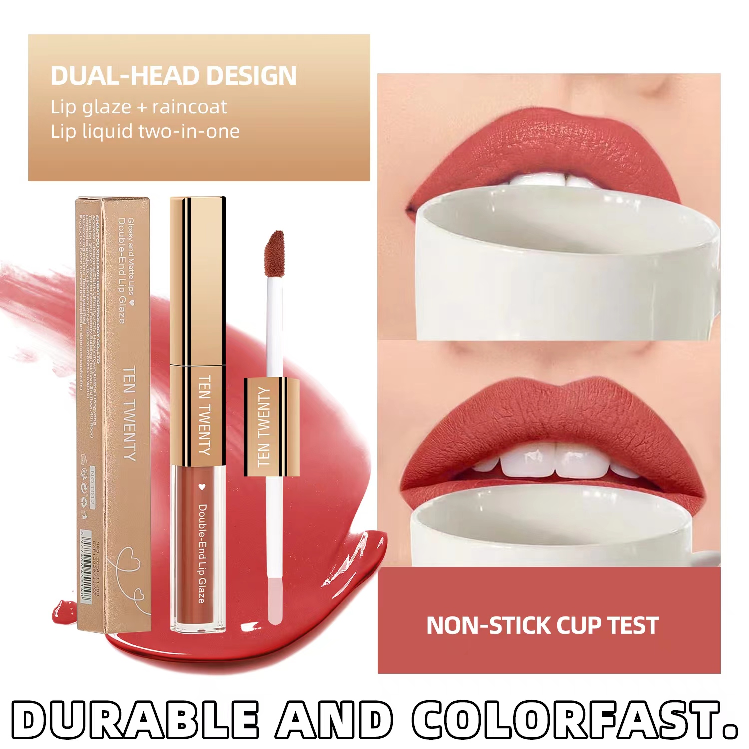 TEN TWENTY Double Ended Lip Tint Matte Velvet Glossy Shine 3 in 1 Long ...