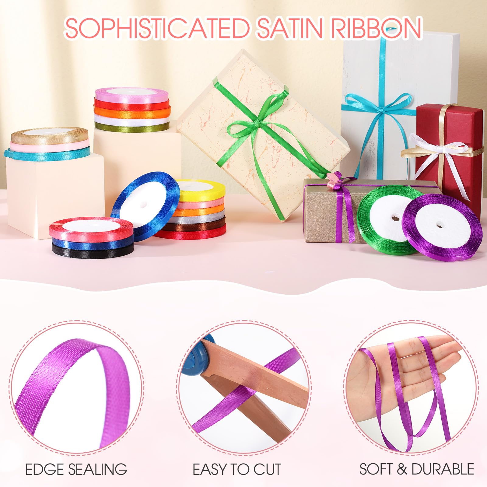 4cm (25 yards/roll) Satin Ribbon Roll Gift Packaging Ribbon Flower ...