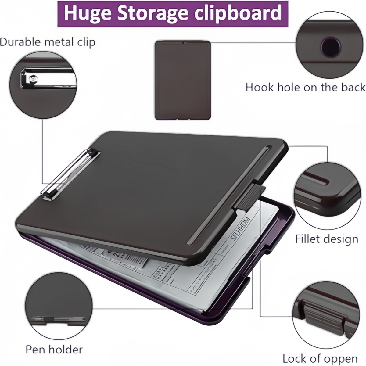 2Pcs Long Folder Clipboard with Storage Box Waterproof File Document ...