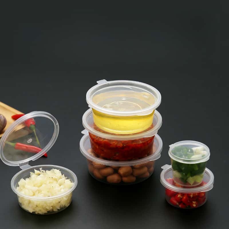 100PCS Hinged Cup Sauce Cup 1oz 1.5oz 2oz 3oz 4oz Salad Cup With Hinged ...