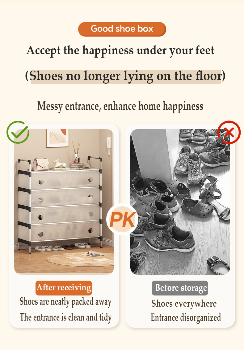 4-7 Layer Shoe rack organizer with cover Dustproof Waterproof Shoe ...