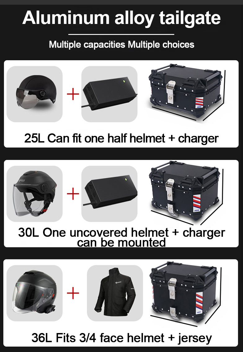 Motorcycle Compartment 55/45/40/ 35/5L Motorcycle Alloy Top Box With ...