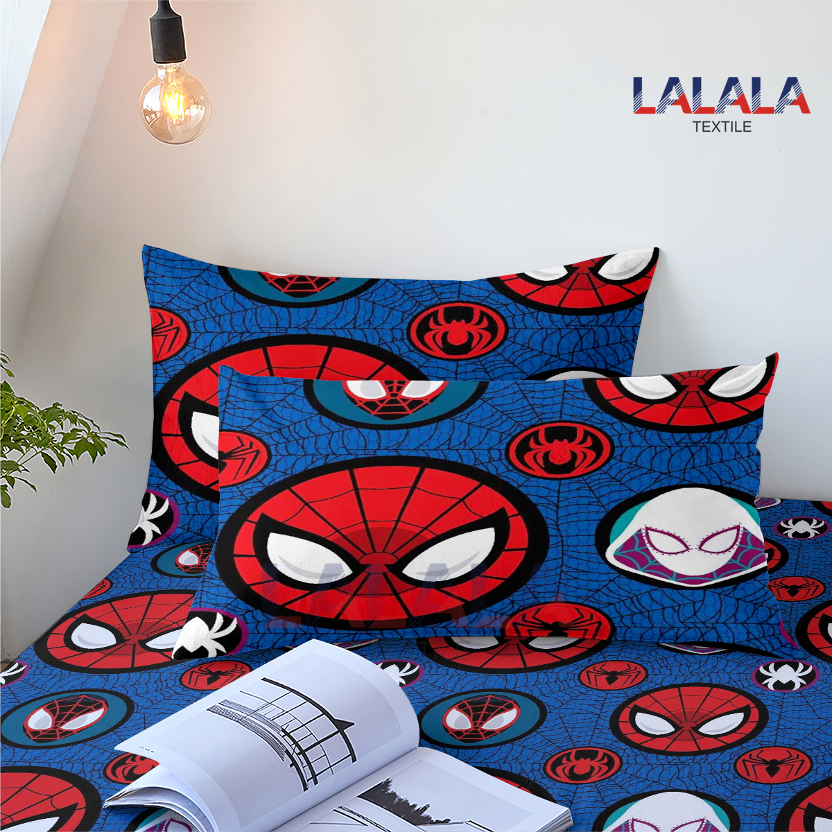Cute Spider Man 3in1 BEDSHEET Canadian Cotton Full Garterized Bedding ...