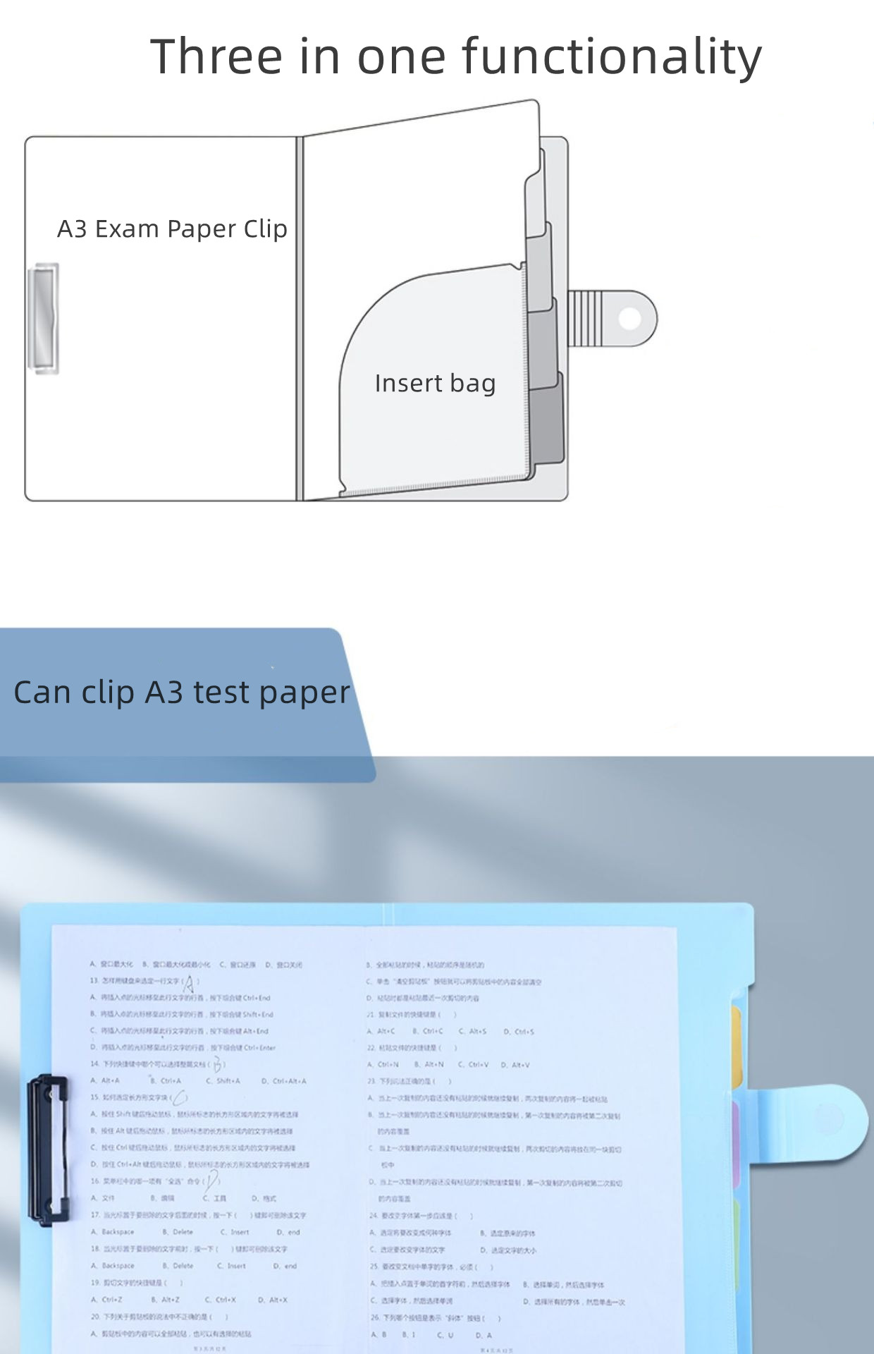 Expanding File Folder With Clipboard Two-in-one Storage 8 Layer Long/A4 ...