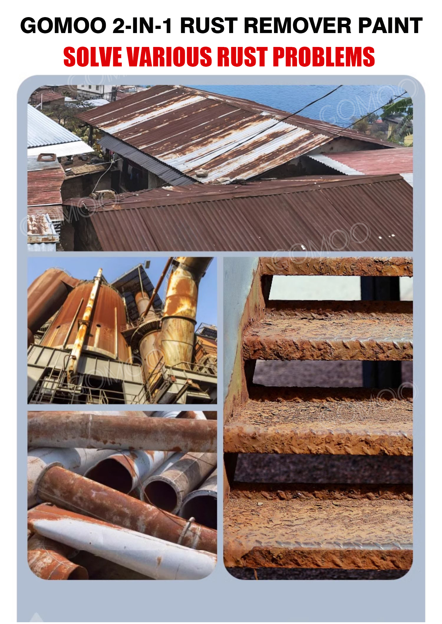 1000G GOMOO 3IN1 Metal Primer paint Anti Rust Paint Rust Remover ...