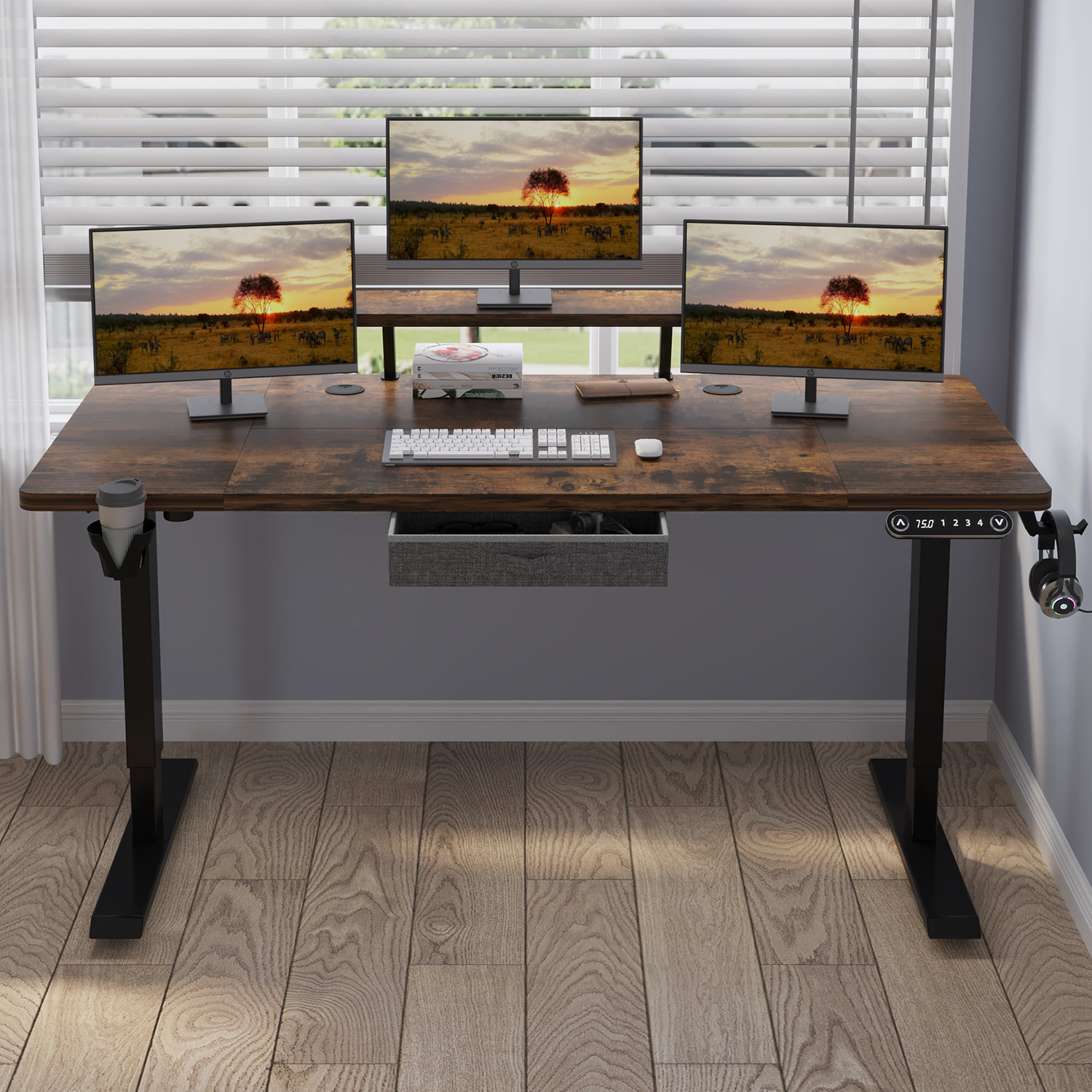 Mxtark 1.4M Electric Standing Desk Table Adjustable Height Memory ...