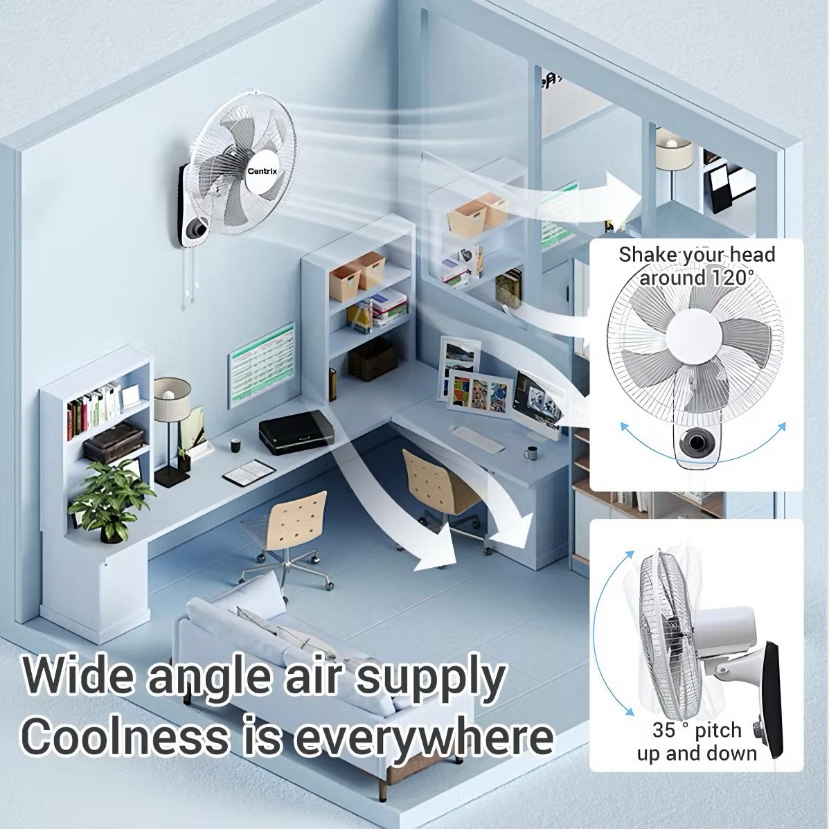 Centrix Wall Fan Buy-1 Take-1 Electric Fan 16-inches Imported motor 3 ...