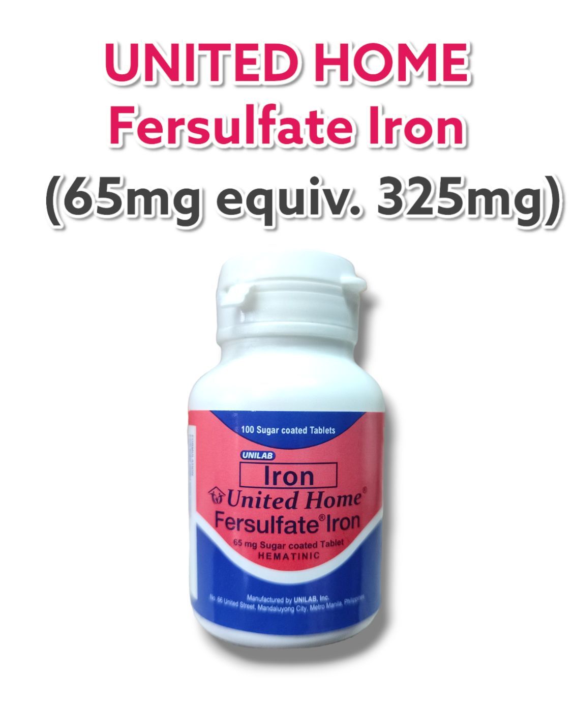 UNITED HOME FERROUS SULFATE by 30's ( IRON SUPPLEMENT ) | Shopee ...