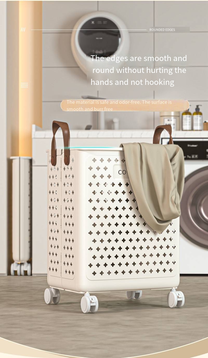 Foldable Laundry Basket With Wheel Multi-Function Household Dirty ...