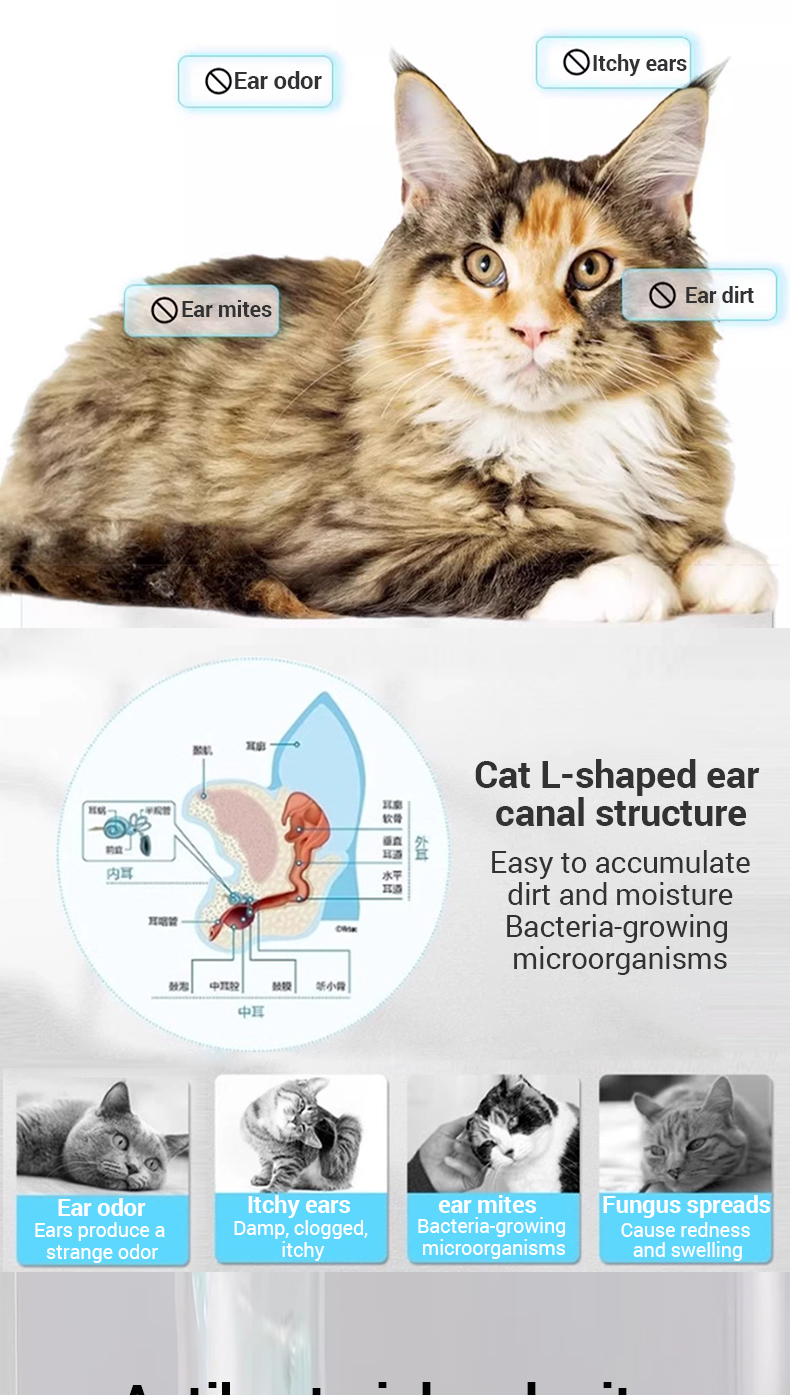 Petclear Pet ear drops Remove dirt, ear mites, and odors from the ears ...