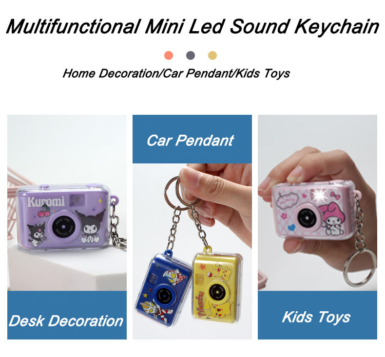 Cute Kuromi Cinnamoroll Luminous Camera Pendant Keychains Sanrio ...