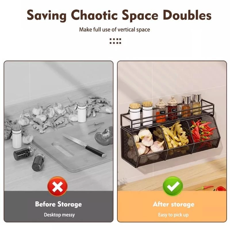 2 Layer Wall Mounted Condiments Organizer Rack Kitchen Spice Storage ...