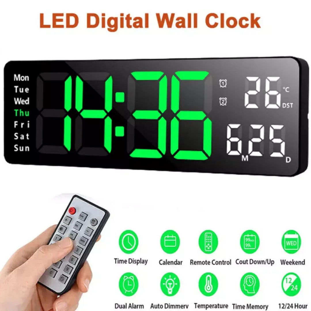 SM-601 Digital Wall Clock Led Battery Operated Large Screen Display ...