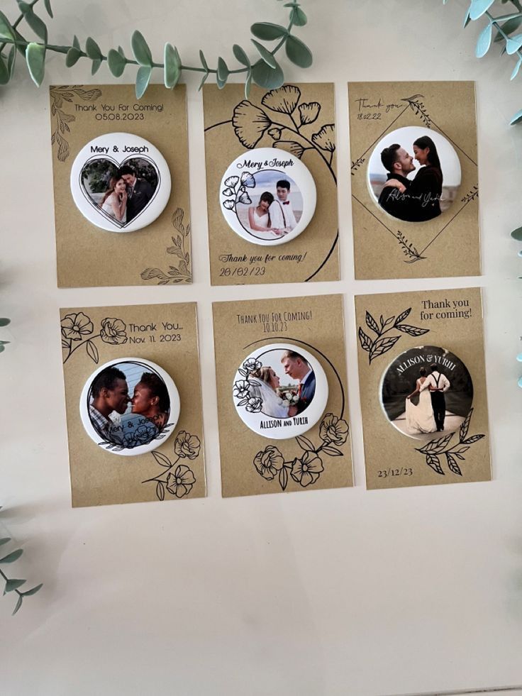 Personalized Wedding Souvenir Button Pins – Custom Photo & Name ...
