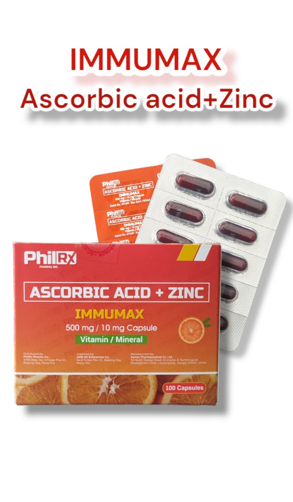 Sodium Ascorbate + Zinc IMMUMAX, ASCORSAPH ZEE, PROTEC-ZINC (100 's/box ...