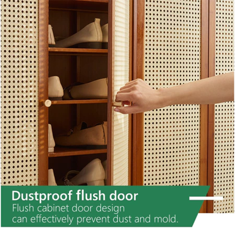 INTEX 5 Layers Shoe Cabinet Wooden Door With Cover Rattan Shoe Rack ...