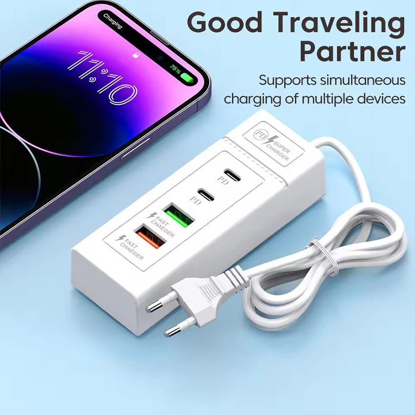 4 Ports 2USB 2PD Charging Station Multiports Hub Charger Type C Power ...