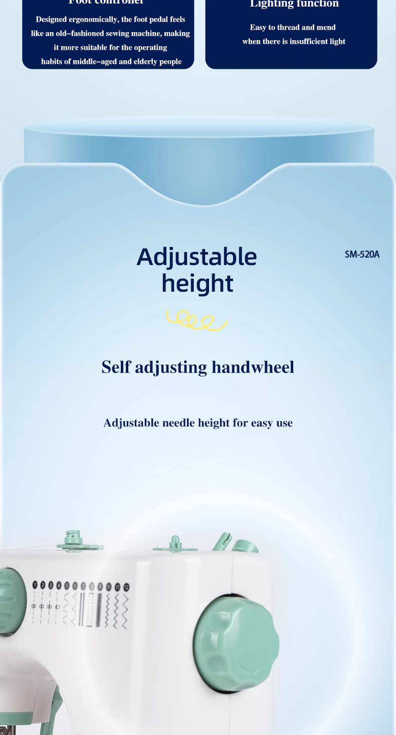 【ALL FLYING】Portable Electric 520 Sewing Machine Household 12 stitches ...