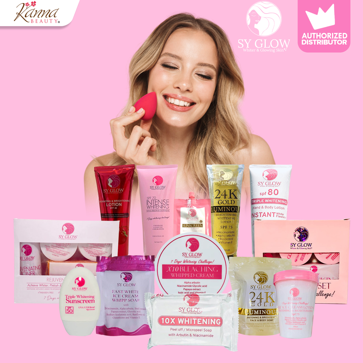 SY Glow Product Glass Skin Set / Rejuvenating Set / 24k Gold Lotion / 24k Gold Soap / Lotion ...