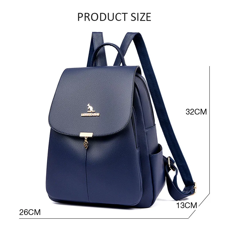 Fashion Soft Leather Backpack Women Backpack Large Capacity Portable ...