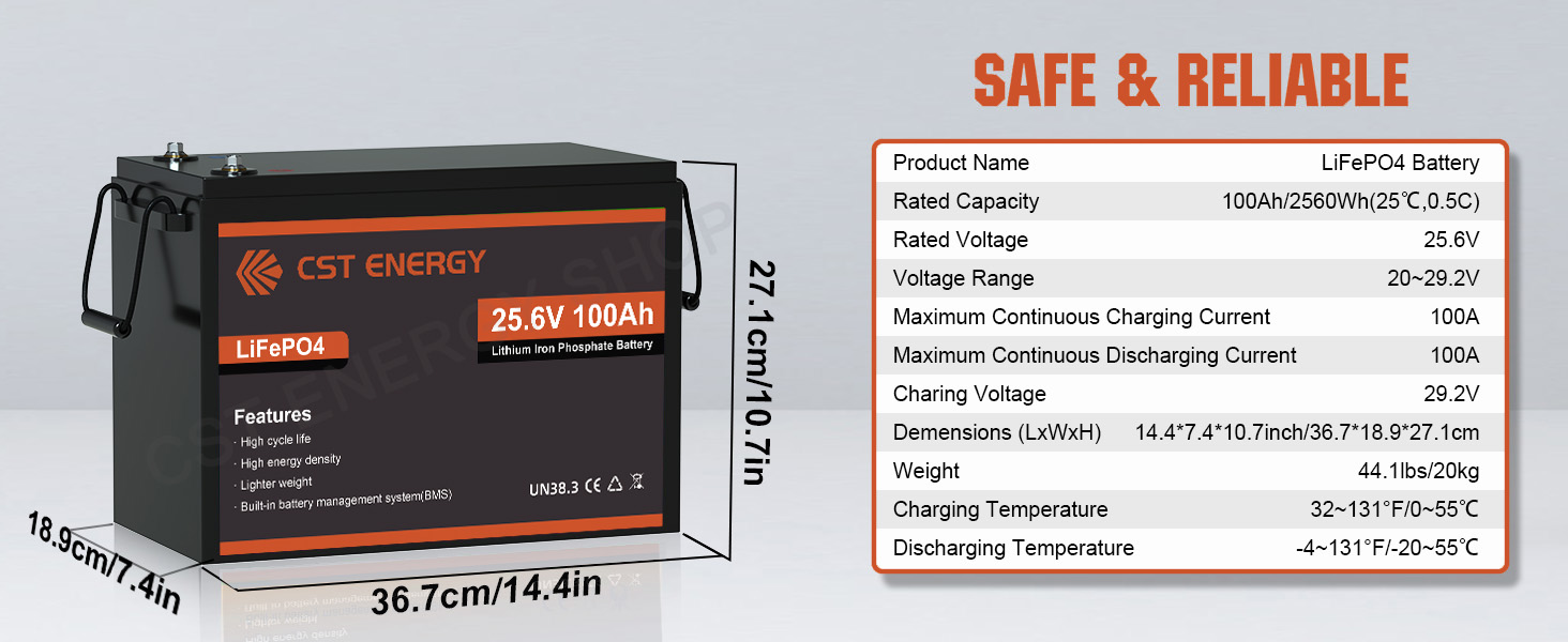 LifePO4 Battery 24V 100Ah Bluetooth Lithium Battery, CST ENERGY Solar ...