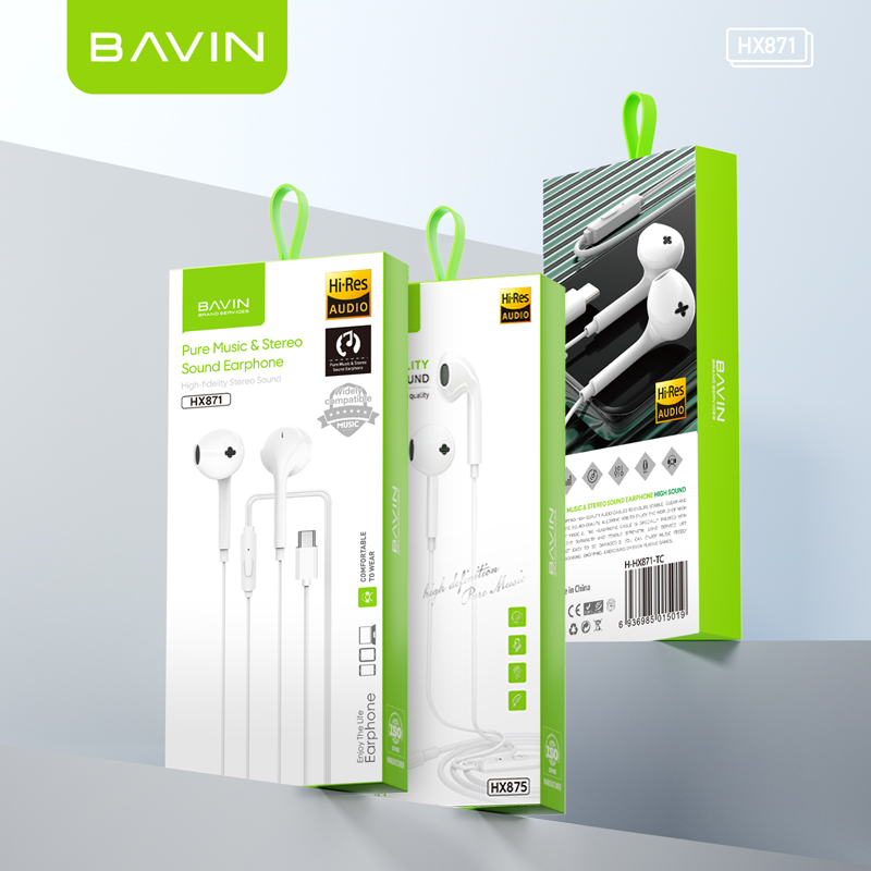 BAVIN HX871 / HX875 Hi-Fi Wired Earphone Stereo Sound Quality Music ...