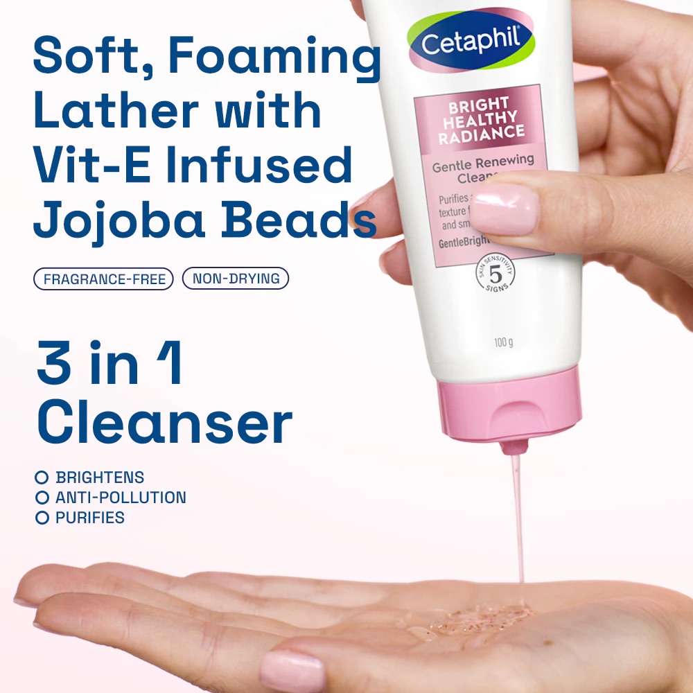 Cetaphil Bright Healthy Radiance Gentle Renewing Cleanser (Niacinamide + Sea Daffodil) - 100 g ...