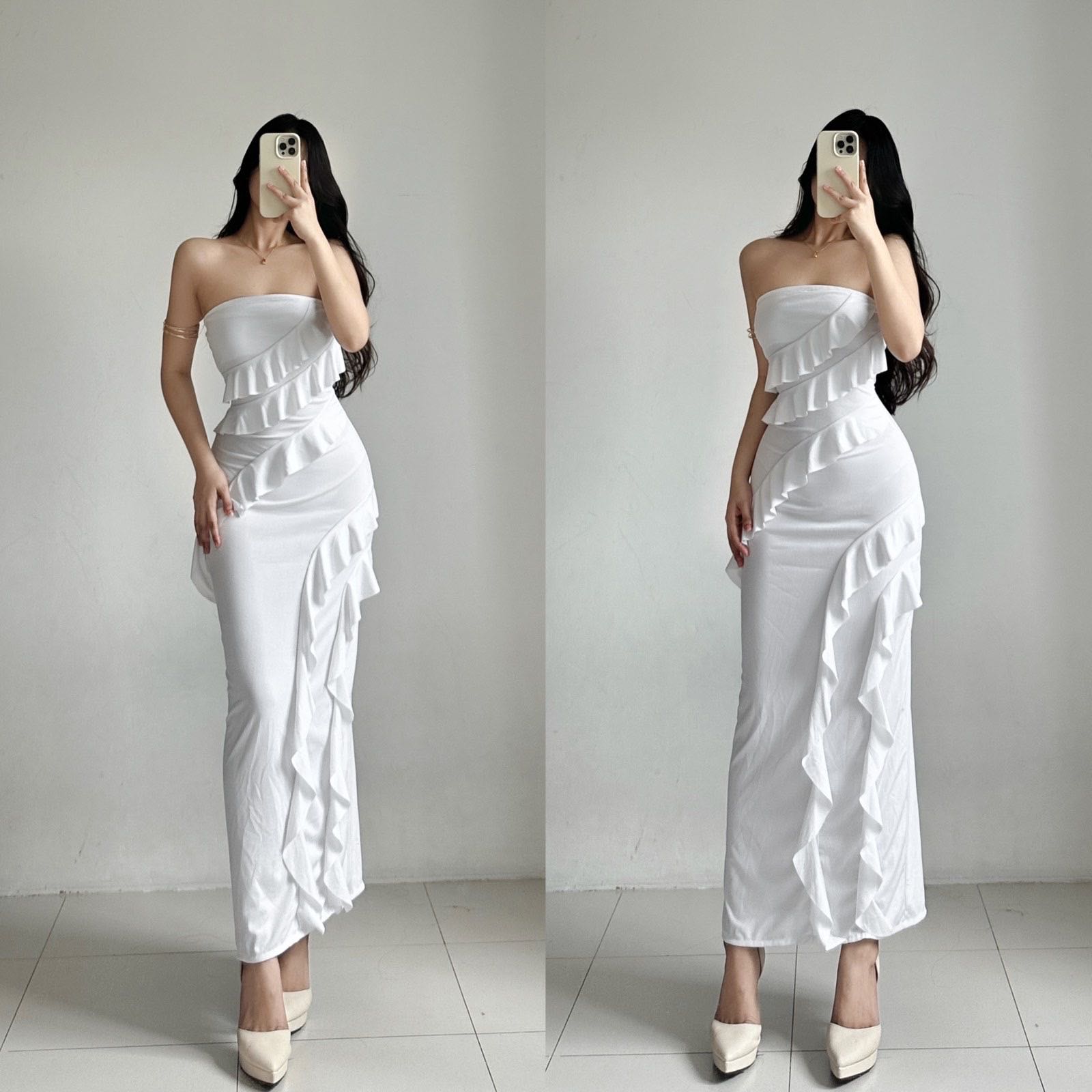 FYANG SUMMER ELEGANT MAXI RUFFLE BODYCON DRESS - Woman Tube Top Dress ...