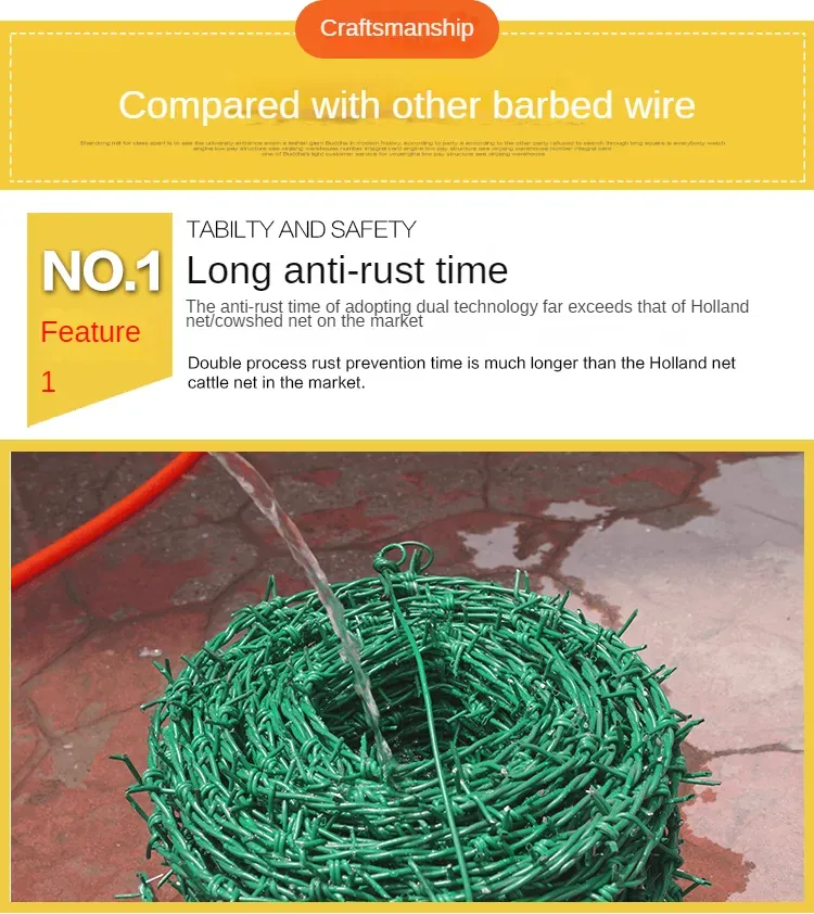 Green plastic-coated barbed wire barbed wire road culture isolation ...