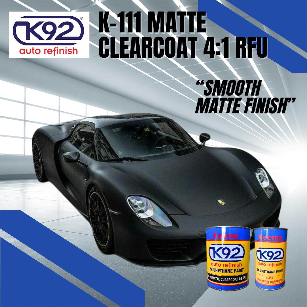 EMJ K92 2K Urethane Paint K-111 Matte Topcoat Clear & K-433 Hardener ...