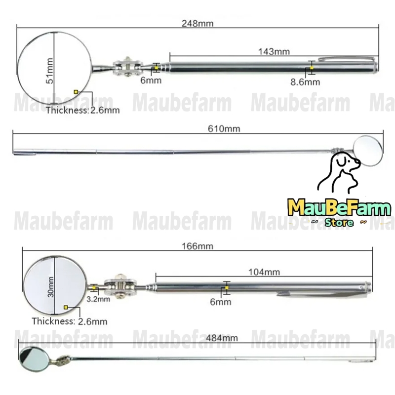 Betta Flare Flaring Mirror Flare Stick Adjustable Handle Flaring Mirror ...