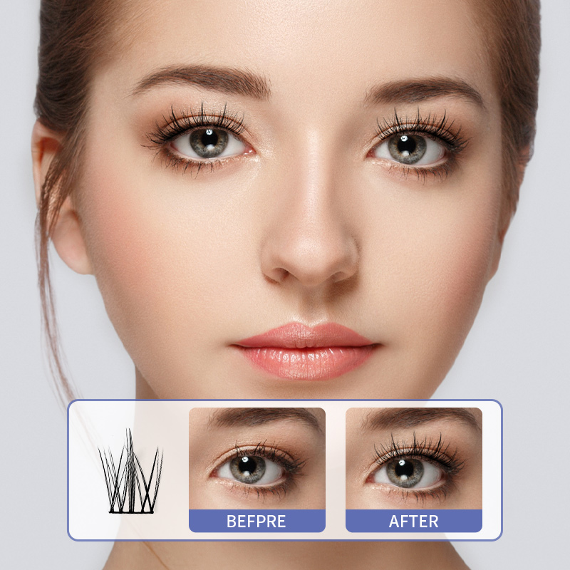 MLEN DIARY False Eyelashes Natural Wispy Cluster Lashes DIY Lash ...