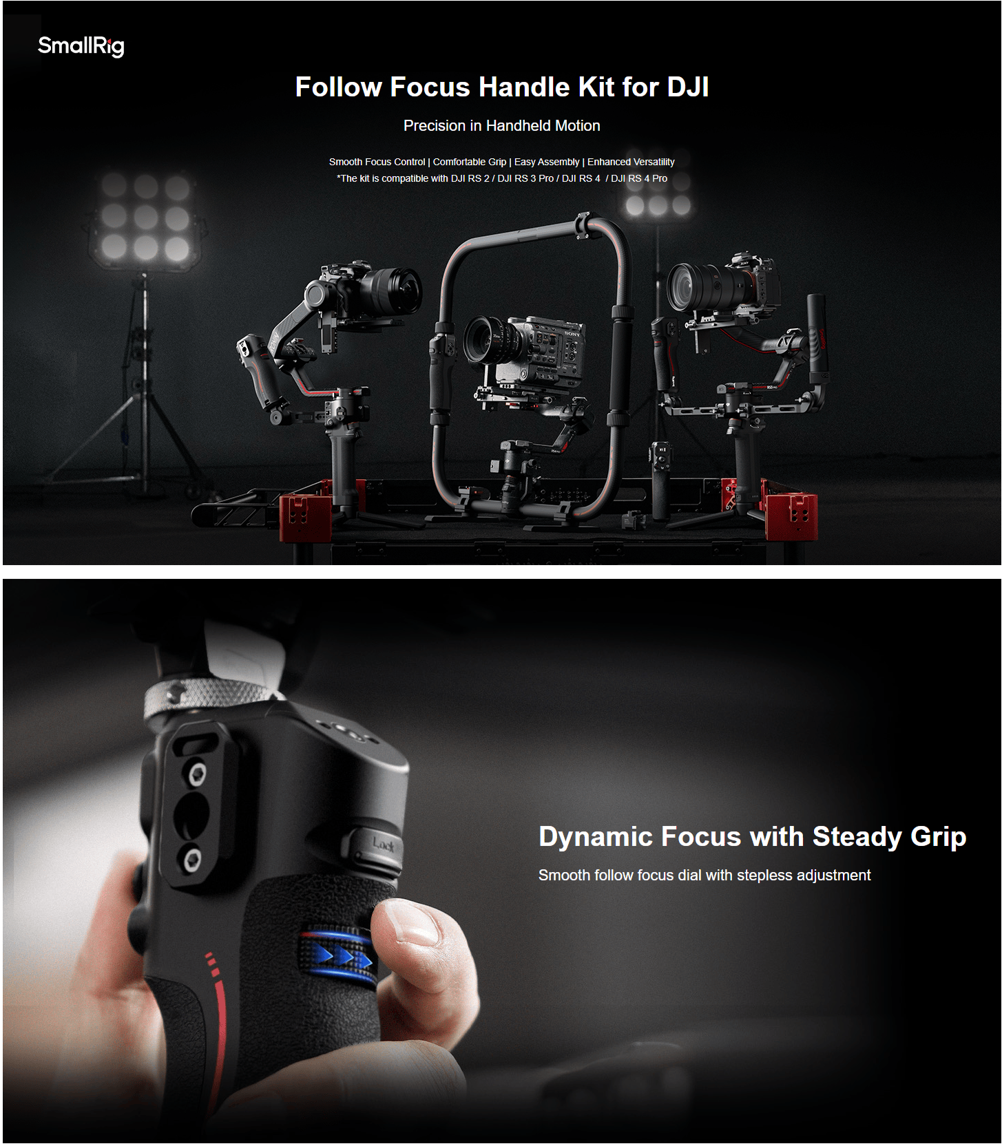 SmallRig Wireless Follow Focus Control Grip + Accessories for DJI RS 4 ...